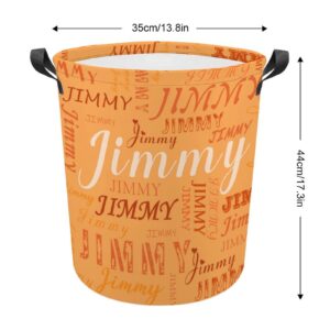 Custom Orange Laundry Basket with Name Personalized Orange Dirty Clothes Hamper Orange Storage Basket Custom Orange Laundry Hamper with Handles in Bedroom Bathroom Livingroom Organizer Toy Basket