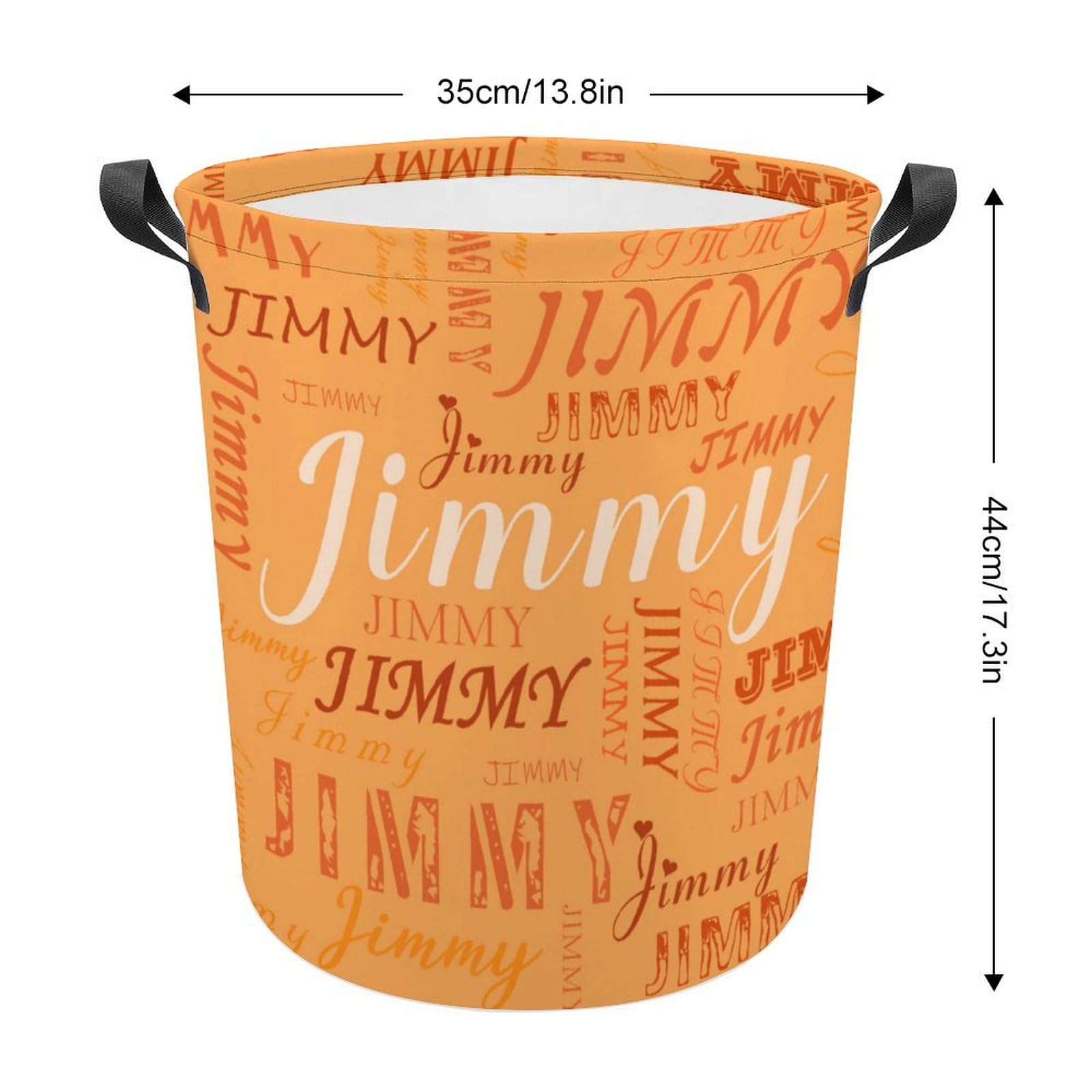 Custom Orange Laundry Basket with Name Personalized Orange Dirty Clothes Hamper Orange Storage Basket Custom Orange Laundry Hamper with Handles in Bedroom Bathroom Livingroom Organizer Toy Basket