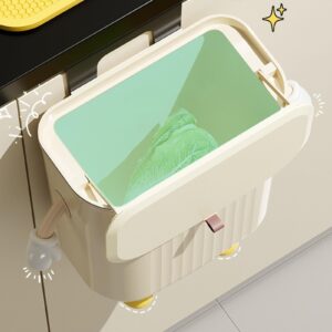 EPIPHQNY Garbage Can, Kitchen Compost Bin Cartoon Hangings Trash Can with Lid Cabinet Door Under Sink Garbage Can for Office Counter Home Decoration, 24.5*20cm