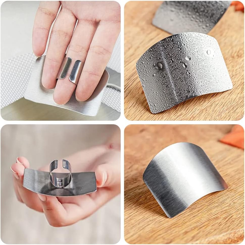 Stainless Steel Finger Guard, 2024 Upgrade Multifunctional Finger Protector for Cutting Food Slicing Finger Guard, Premium Slicing Tool Guard Finger Protector for Slicing, Chopping Vegetables (A-2Pcs)