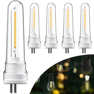 sunco s14 led patio string light replacement bulbs for outdoors, 1w=4w, 2700k soft white, non-dimmable, 50 lumens, 2-prong g5 base, wet rated etl 4 pack