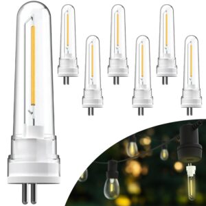 sunco 6 pack s14 led patio string light replacement bulbs for outdoors, 1w=4w, 2700k soft white, non-dimmable, 50 lumens, 2-prong g5 base, wet rated etl