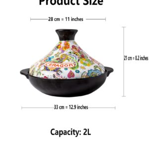 GFHVDC Moroccan Tagine, Enameled Cast Iron Cooking Pot, Flower Pattern Moroccan Tagine Pot Enameled Cast Iron Casserole Non Stick Saucepan Exotic Stew Pot with Lid