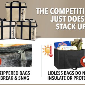 Boxiebag THE ORIGINAL (3-Pack) Collapsible Reusable Insulated Grocery Bag/Box - Stackable Heavy Duty Everyday Tote Bag - Folds Flat - Durable - Versatile - Innovative