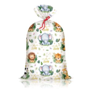 large baby shower bags safari jungle animals gift bags plastic present bag gift wrap baby shower gender reveal party birthday party favors supplies with ropes 36 * 48 inch