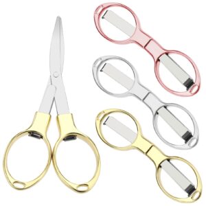 ahqizfx 3 pcs folding scissors, safe portable travel mini scissors crafting scissors stainless steel retractable small scissors for home office school safe portable travel scissors