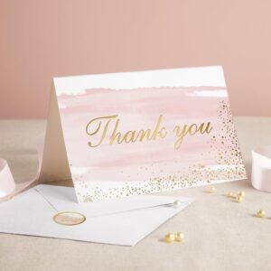 30 Thank You Cards with Envelopes Blank Gold Foil&Watercolor Bulk Box Set with Elegant Floral Envelopes &Stickers for Wedding, Baby Shower, Bridal Shower, Business, Anniversary - 4" x 6"