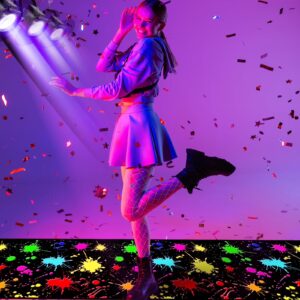 Haull 118 x 39 Inch Neon Light up Dance Floor Neon Party Decorations Blacklight Rug Glow in The Dark UV Reactive Fluorescent for Christmas Halloween Birthday Wedding Party Favors (Paint Splatter)