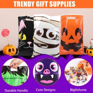 CCINEE 72 Pcs Halloween Goodie Candy Bags Large Trick-or-Treat Bags with Handle Plastic Gift Bag Party Favor Supplies for Halloween Party Favor