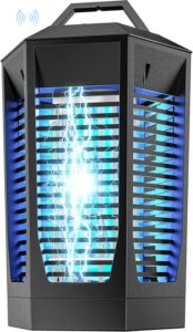 bug zapper outdoor, 20w mosquito zapper with dusk to dawn light sensor, 4200v electric bug zapper indoor for 2300 sq ft coverage