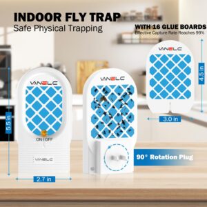 Fly Trap Indoor, 2 Pack Flying Insect Trap, Plug-in Fruit Fly Trap for Flies, Moth and Other Flying Insects, Gnat Traps for House Indoor, Bug Catcher Light Fly Killer (16 Double Sided Glue Cards)