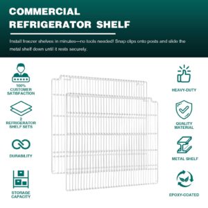 ORIKOOL Set of 2, 24 1/2" x 24" Commercial Freezer and Refrigerator Replacement Shelves, Epoxy-Coated Gray Steel Wire Shelves for Left and Right Sections, Fits Double-Door Freezers