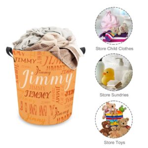 Custom Orange Laundry Basket with Name Personalized Orange Dirty Clothes Hamper Orange Storage Basket Custom Orange Laundry Hamper with Handles in Bedroom Bathroom Livingroom Organizer Toy Basket