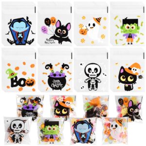 ccinee 240pcs halloween treat bags clear self-adhesive candy bags cellophane plastic cookie bags for party favors halloween decoration