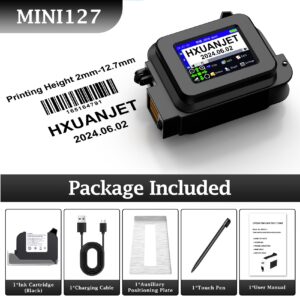 HXUANJET MINI127 Portable Handheld Inkjet Printer,Mini Handheld Printer with 2.4 Inch LED Touch Screen Pocket Inkjet Coding Machine for DIY Printing/QRcode/Barcode/Date/Logo/Batch Series Number etc