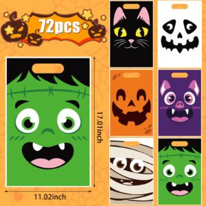 CCINEE 72 Pcs Halloween Goodie Candy Bags Large Trick-or-Treat Bags with Handle Plastic Gift Bag Party Favor Supplies for Halloween Party Favor