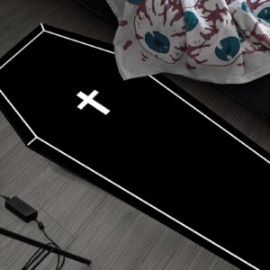 Generic Coffin Bath Mat Halloween Rug - Black Gothic Home Decor for Bathroom Bedroom Kitchen Room, Coffins Halloween Door Mat, Horror Gothic Gift Spooky Gifts Gothic Rugs Spooky Gift (B)