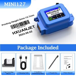 HXUANJET MINI127 Portable Handheld Inkjet Printer,Mini Handheld Printer with Quick-Drying Ink Pocket Inkjet Coding Machine for Logo/QRcode/Barcode/Production Date/Batch Series Number etc