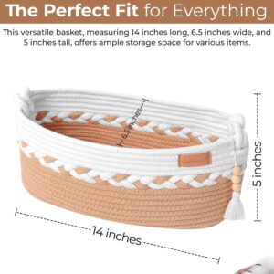 Bathroom Basket - Spacious Toilet Paper Basket for Back of Toilet - 14" x 6.5" x 5" Back of Toilet Basket - Toilet Basket Tank Topper w/Removable Tassel - Braided Toilet Tank Basket w/Knot Handles