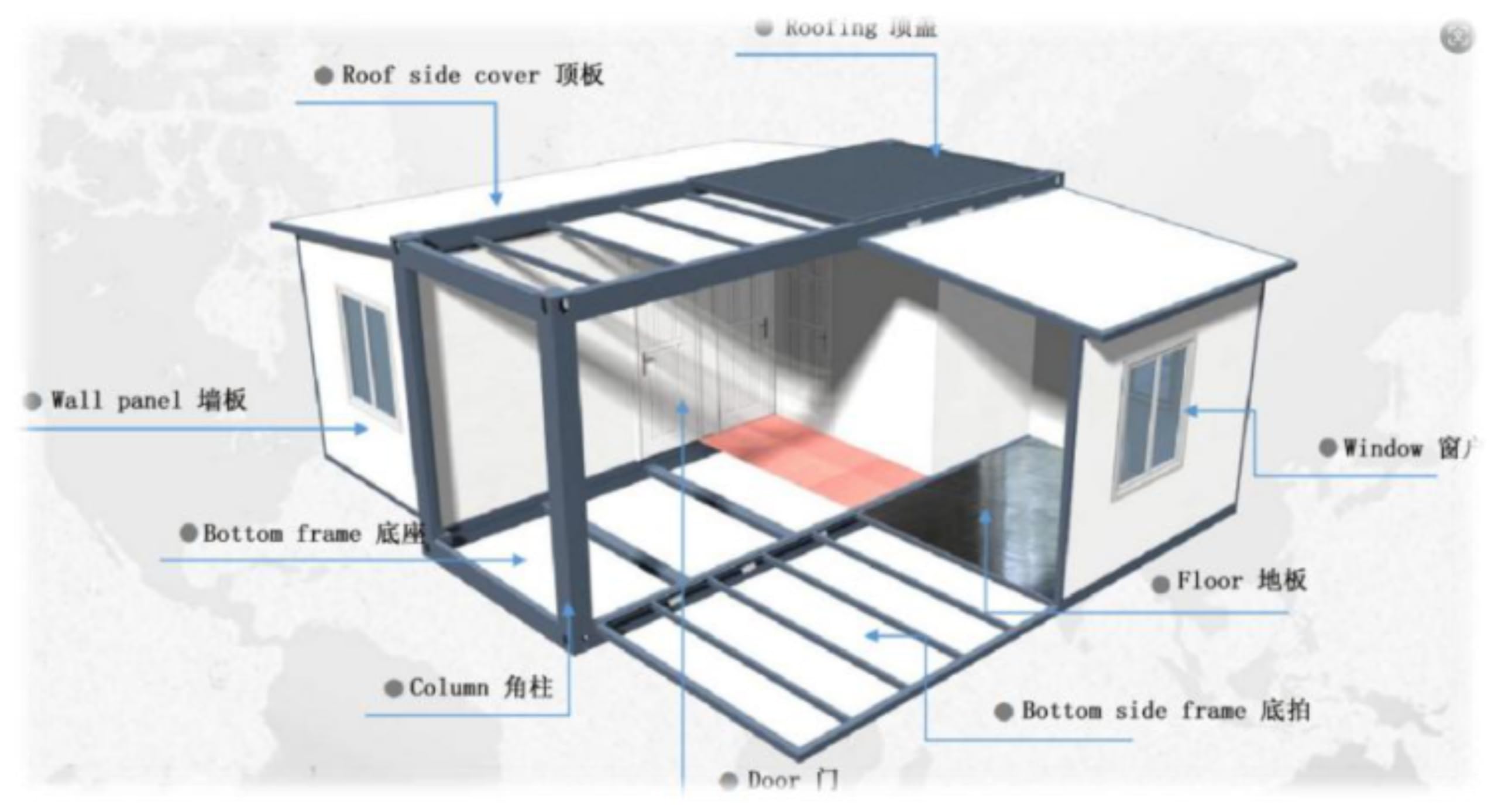 Generic 20Ft Folding Expandable Prefabricated House.Hurricane Proof. Insulated Movable Prefab Home. Prefab Tiny House 2 bedroom/1kitchen/1bathroom, E001-20ft