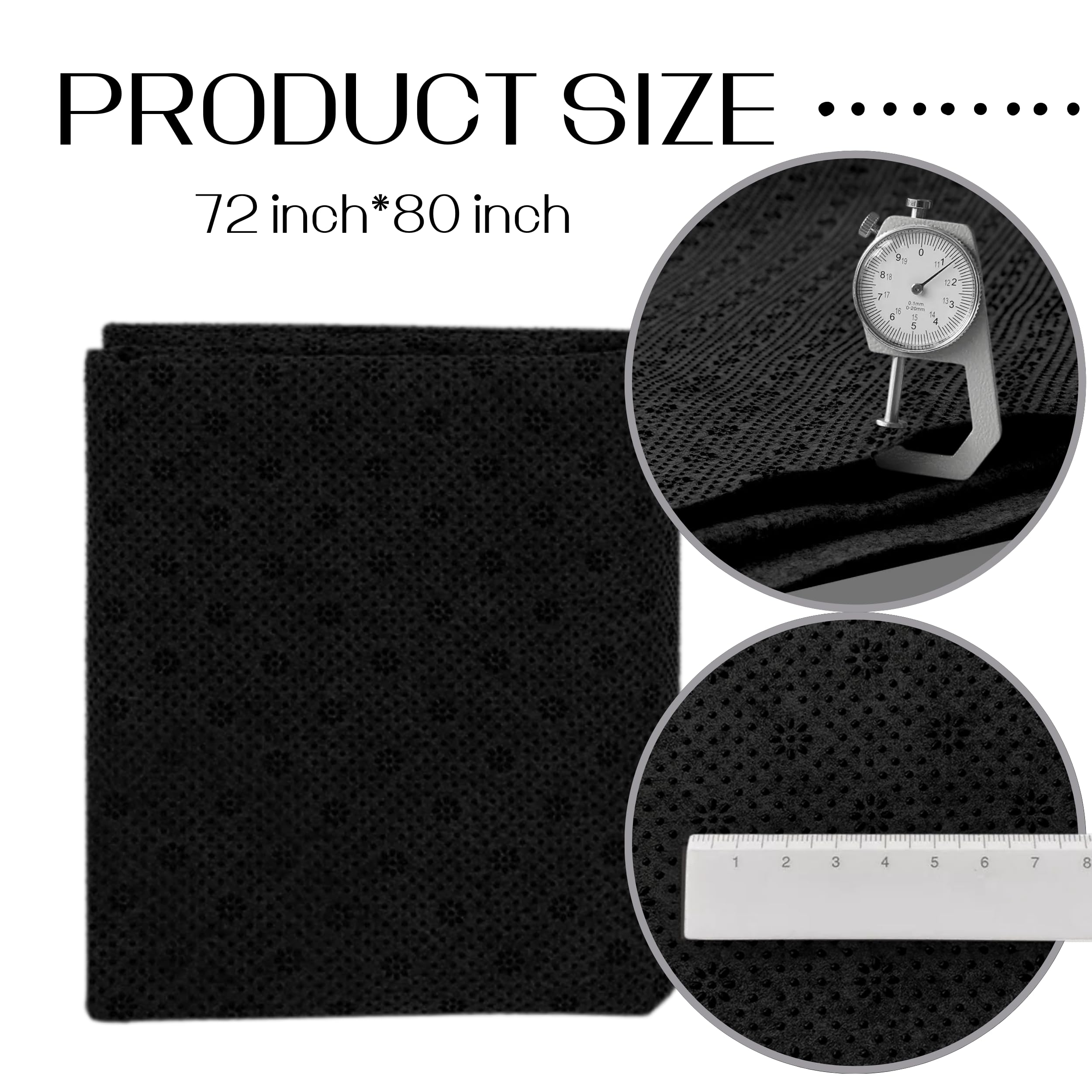 Pack of 2 Black Final Backing Cloth 72х40''– Black Vinyl Fabric Cloth Primary Tufting Cloth Backing Fabric Non Slip with Plum Blossom Pattern Tufting Fabric Rug Backing for Tufting Rug Making Supplies