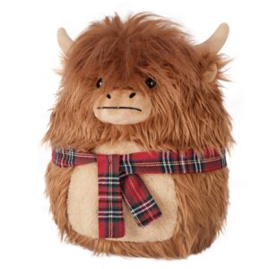 suzzipals 14'' highland cow stuffed animals plush pillows, scarf scottish highland cattle plushies, soft stuffed cow plush toys for cuddle & squish, highland cow decor highland cow gifts for kid adult