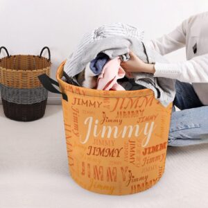 Custom Orange Laundry Basket with Name Personalized Orange Dirty Clothes Hamper Orange Storage Basket Custom Orange Laundry Hamper with Handles in Bedroom Bathroom Livingroom Organizer Toy Basket