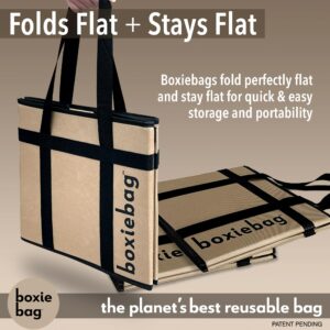 Boxiebag THE ORIGINAL (3-Pack) Collapsible Reusable Insulated Grocery Bag/Box - Stackable Heavy Duty Everyday Tote Bag - Folds Flat - Durable - Versatile - Innovative