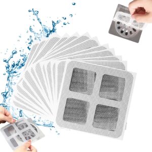 30 pcs, 4" x 4" disposable shower drain cover hair catcher shower drain mesh stickers, kitchen, laundry, bathtub,bathroom, sink, for human and pet hair