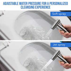 Handheld Bidet Toilet Sprayer - Stainless Steel Jet Spray for Toilets - Bathroom Bidet with Adjustable Water Pressure - Easy to Install - for Baby Cloth Diaper Cleaning & Feminine Wash