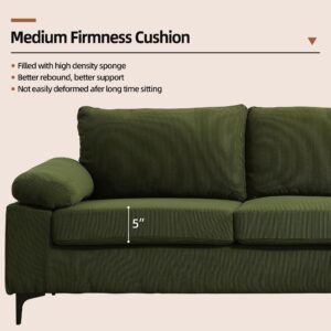 POUUIN 100" Corduroy Convertible Sectional Sofa Couches for Living Room,3 Seater L Shaped Sofa Couch with Reversible Chaise,Comfy Deep Seat Sofa for Office Apartment (Green)