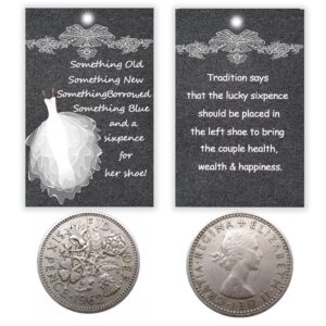 mkishine something blue for bride to be on wedding gifts bride's wedding card from mom dad grandma sister friends, bride's old sixpence coin with wedding card for bride, a sixpence for her shoe