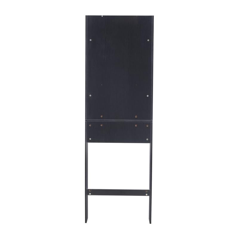 Nicemoods Bathroom Over The Toilet Storage Cabinet, 77'' Taller Bathroom Organizer Shelf Space-Saving Collect Cabinet with Shelves and Double Doors(Black)