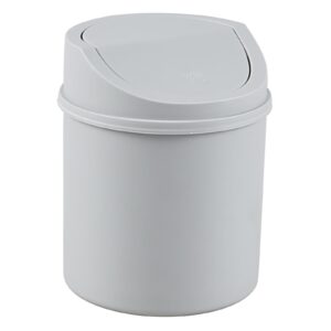 neadas plastic mini trash can with swing lid, 0.5 gallon desktop tiny rubbish bin, grey