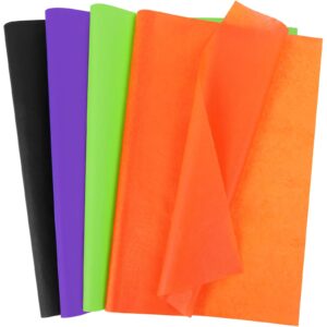 sannix 100 sheets halloween tissue paper orange black purple green tissue paper wrapping paper for halloween fall party decoration diy crafts gift bag 19.7×13.8 inch (4 colors)