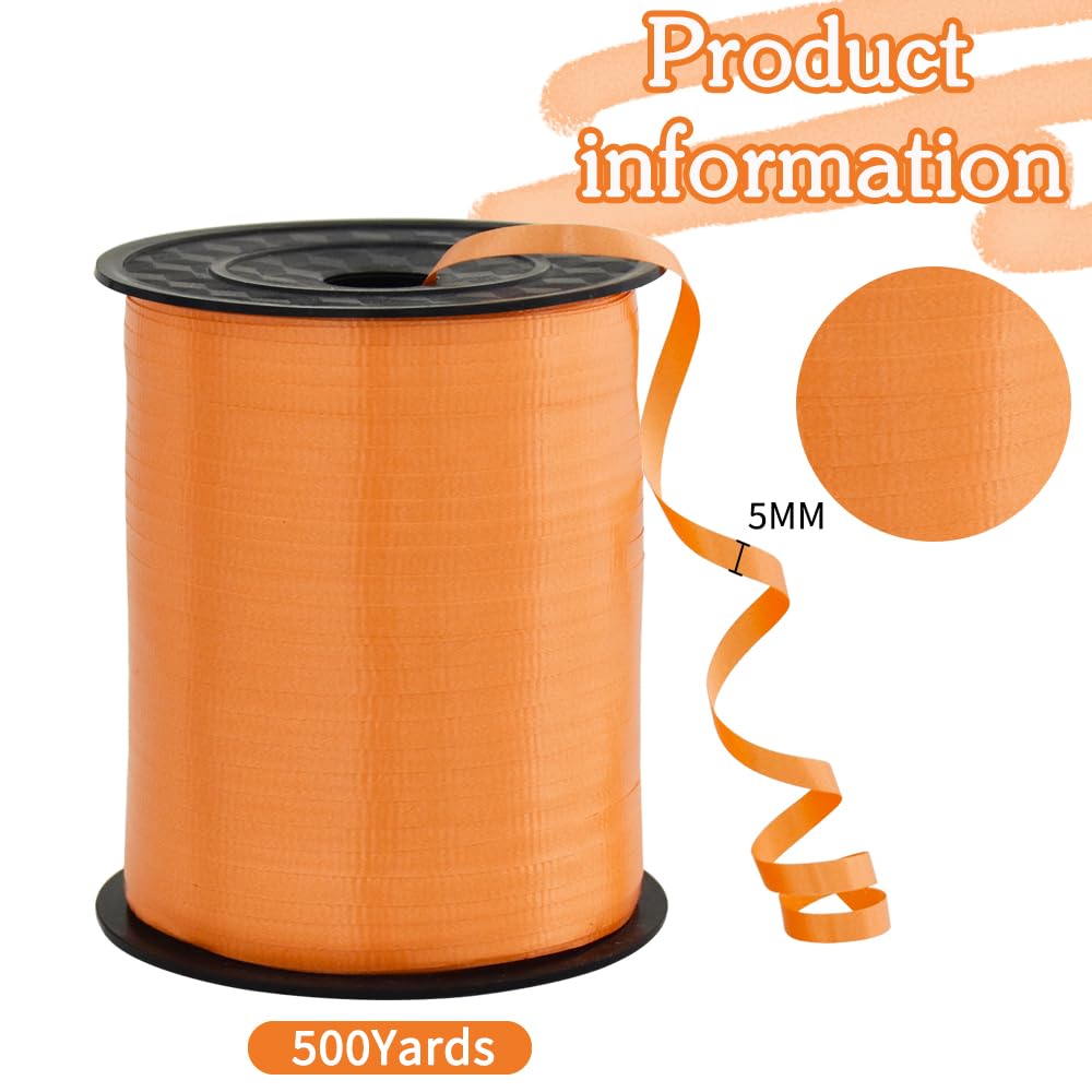 BEISHIDA 500 Yards Matte Orange Curling Ribbon Balloon String Crimped Ribbons for Gift Wrapping Ribbon for Birthday Halloween Party Decoration Festival Art Craft Christmas Gift Wraps