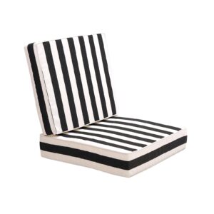 lebenliebe outdoor seat cushions set for patio furniture deep seating patio cushion set weather-resistant thick cushions 25.6" w x 25.6" d x 5”t,black stripes