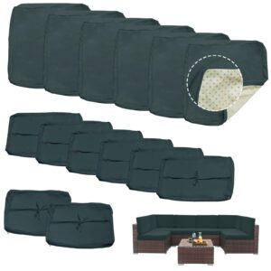 bextile 14 piece outdoor patio cushion covers replacement, outdoor cushion slipcovers, water-resistant patio furniture cushion covers with zipper (dark grey)