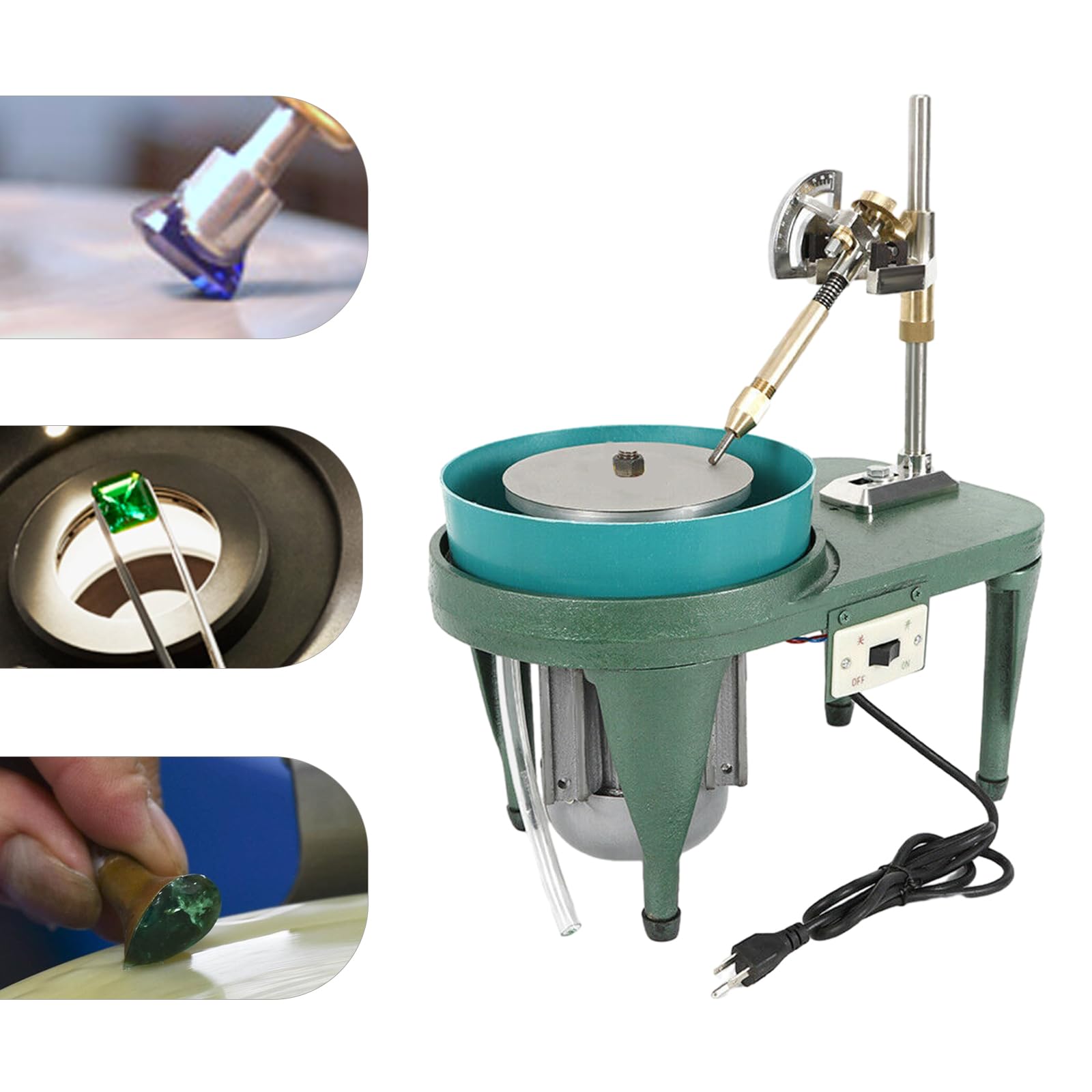 Gem Faceting Machine 180W Jade Grinding Polishing Machine 2800RPM Rock Polisher Jewel Angle Polisher with Faceted Manipulator for Jewelry Polisher with 6 Inch Polishing Disc (Green)