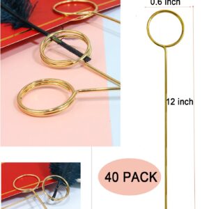 40 Pack 12 In Metal Wire Floral Place Card Holder, Photo Picture Memo Card Holder Clip,Floral Picks Clips for Wedding Party Flower Arrangement ,Birthday ,DIY Cake Topper,Flower Favor Card Holder Gold