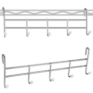 croblissful 2 pcs 5 hook attachment for wire shelving 1.5 x 12 x 4 inch hanging hooks rack wire chrome plated steel shelf accessories metal hook bars for storage display organizer(silver)