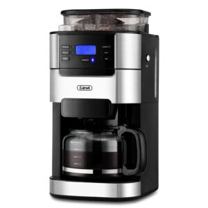 gevi 10-cup drip coffee maker with built-in grinder, programmable brew coffee machine with timer, reusable filter, 1.5l water tank, coffee pot, warming plate burr grinder combo