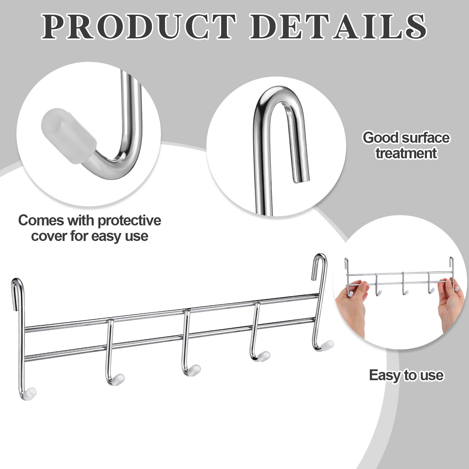 CroBlissful 2 Pcs 5 Hook Attachment for Wire Shelving 1.5 x 12 x 4 Inch Hanging Hooks Rack Wire Chrome Plated Steel Shelf Accessories Metal Hook Bars for Storage Display Organizer(Silver)