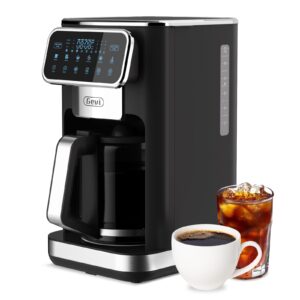 gevi 12 cup programmable drip coffee maker with touch screen, fast and strong brew, auto shut-off, 4-hour keep warm plate, iced coffee option, anti-drip system, permanent filter