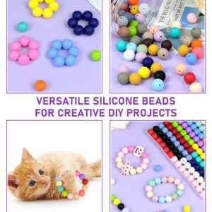 150PCS FIVEIZERO Silicone Beads, 30 Colors 15mm Silicone Beads Bulk for Keychain Making,Focal Beads Rubber Round Bulk Beads Mixed Color Silicone Beads for DIY Crafts Making