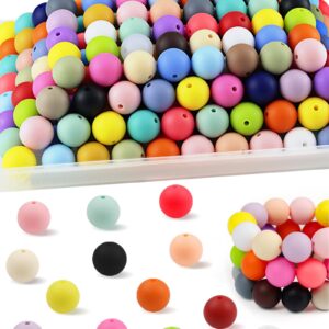 150PCS FIVEIZERO Silicone Beads, 30 Colors 15mm Silicone Beads Bulk for Keychain Making,Focal Beads Rubber Round Bulk Beads Mixed Color Silicone Beads for DIY Crafts Making