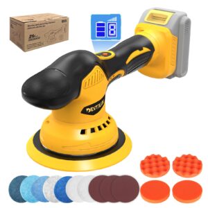 cordless car buffer polisher for dewalt 20v max battery(no battery),6 in brushless buffer polisher kit , 6 variable speed 5500rpm orbital polisher for car detailing waxing,14pcs polishing accessories