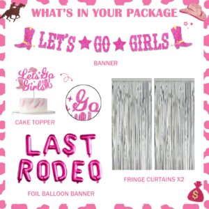 Party Inspo Last Rodeo Bachelorette Party Decorations, Cowgirl Bachelorette Party Decorations, Pink Nashville Western Lets Go Girls Bridal Shower, Fringe Curtain Balloon Banner Cake Topper