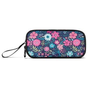 fisyme cute flower floral pencil case large capacity pen box makeup pouch holder organizer stationery bag for school office college traval adults