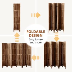 BMWEI 4 Panel Room Divider, 5.6 FT Folding Privacy Screen Room Divider, Partition Divider for Room Separation, Wooden Room Screen Divider Freestanding, for Home Office, Bedroom (Brown)